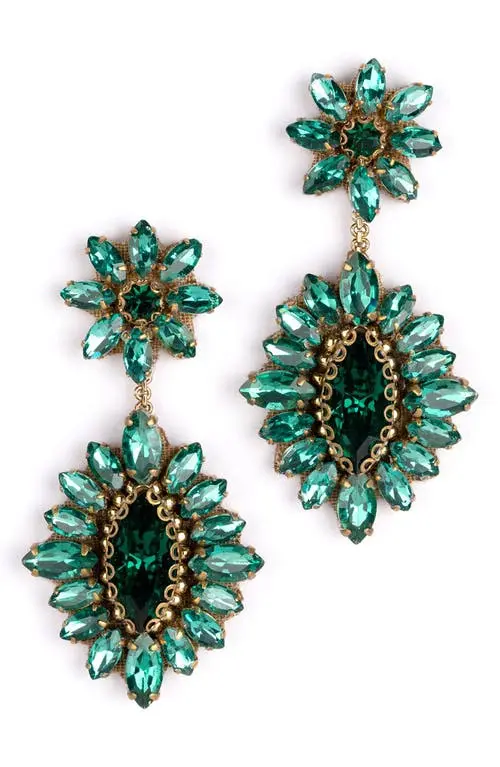 Deepa Gurnani Alianah Crystal Drop Earrings - Emerald