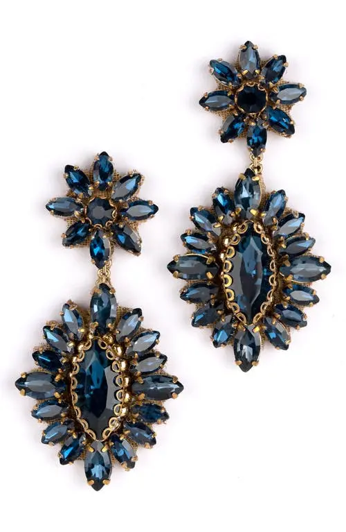 Deepa Gurnani Alianah Crystal Drop Earrings - Sapphire