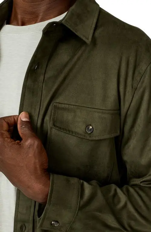 7 Diamonds Country Road Faux Suede Shirt Jacket - Olive