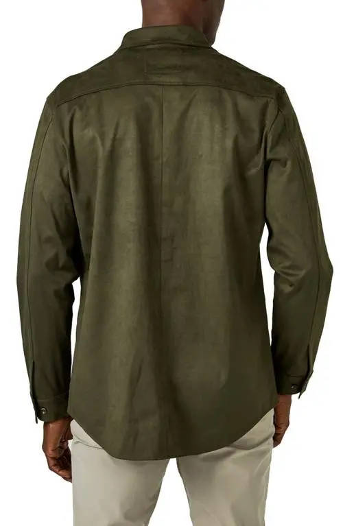 7 Diamonds Country Road Faux Suede Shirt Jacket - Olive