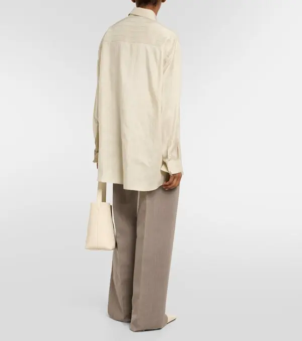 THE ROW Nomoon Jacquard Silk Poplin Shirt - Neutrals