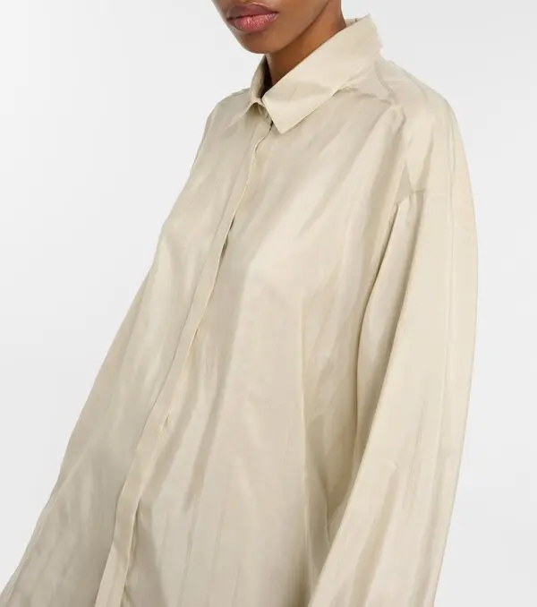 THE ROW Nomoon Jacquard Silk Poplin Shirt - Neutrals
