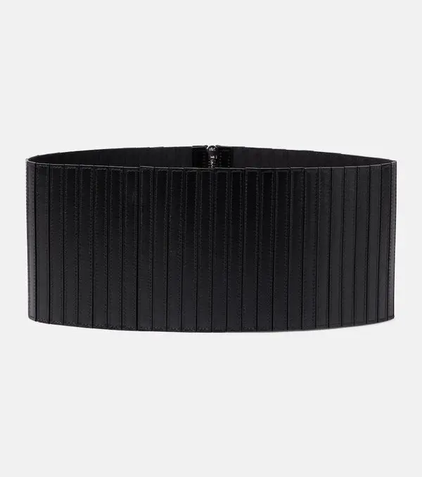 Alaïa Striped Corset Leather Belt - Black