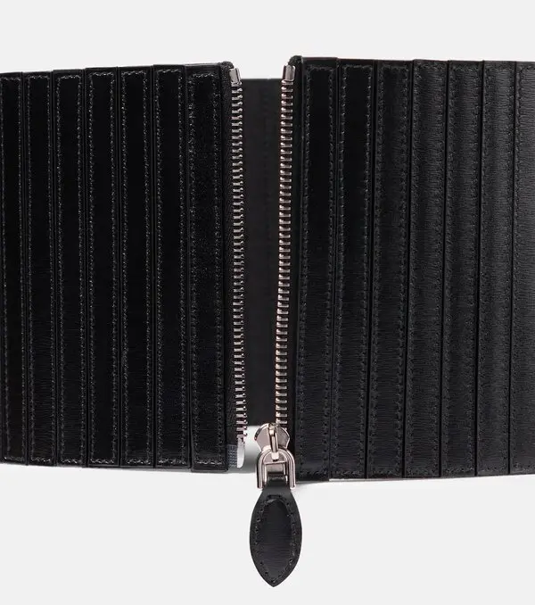 Alaïa Striped Corset Leather Belt - Black
