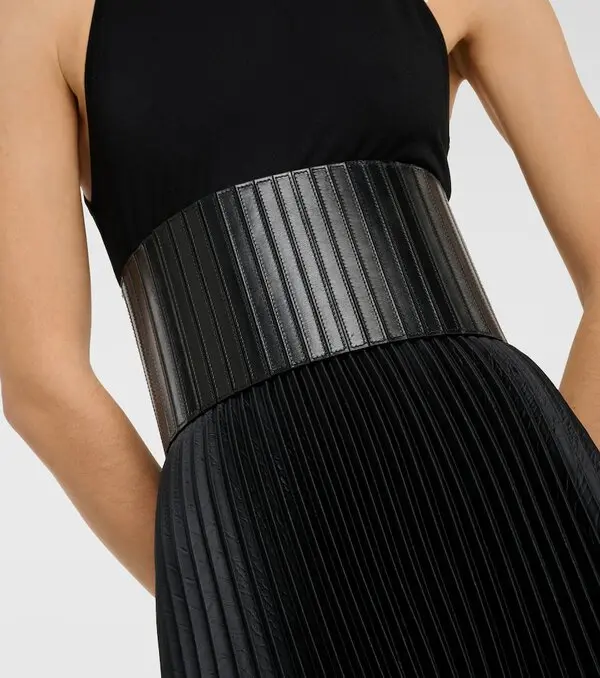 Alaïa Striped Corset Leather Belt - Black