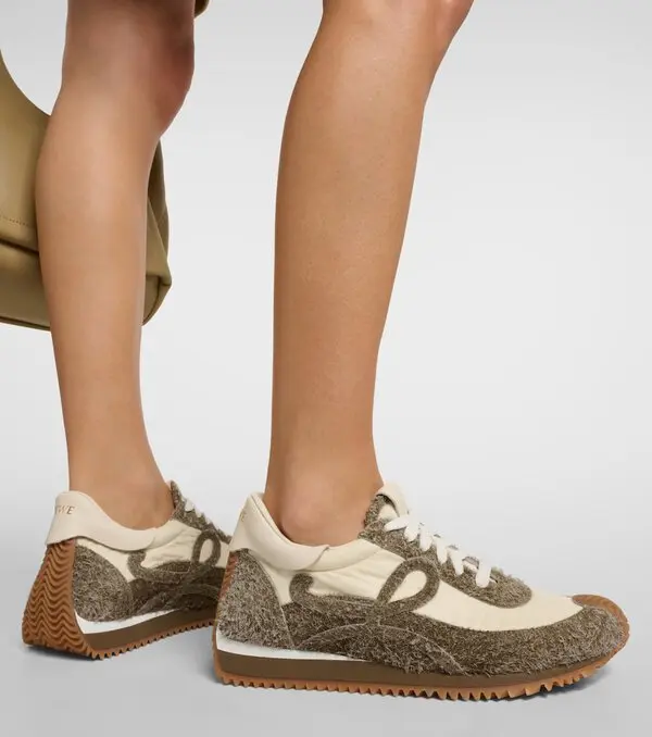 Loewe Flow Runner Suede-trimmed Sneakers