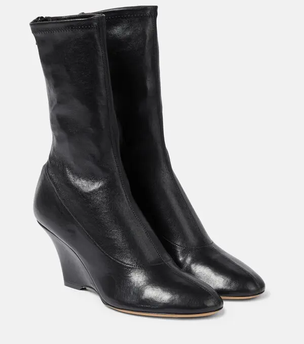 Khaite Apollo Wedge Leather Ankle Boots