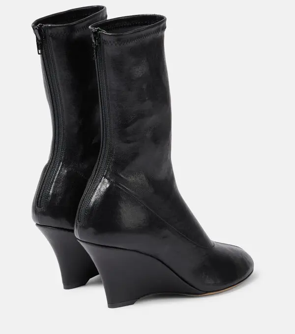 Khaite Apollo Wedge Leather Ankle Boots