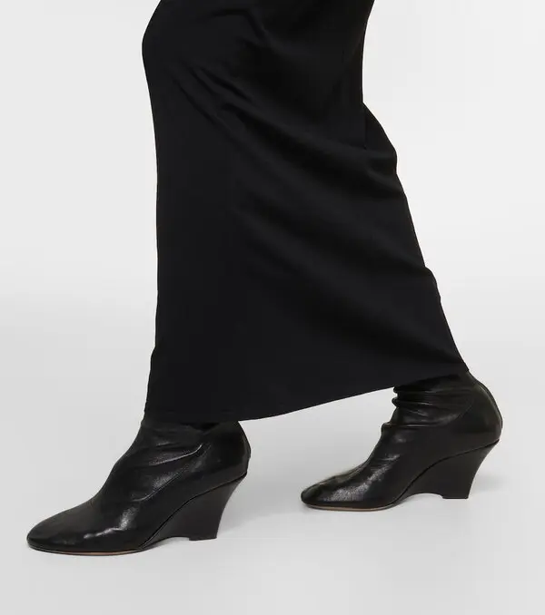 Khaite Apollo Wedge Leather Ankle Boots