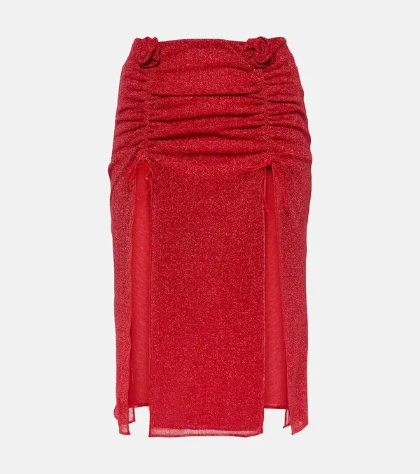 Oseree Lumière Midi Skirt - Red