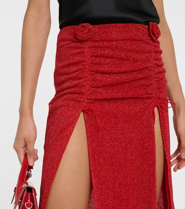 Oseree Lumière Midi Skirt - Red