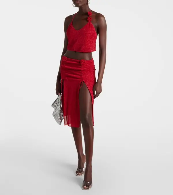 Oseree Lumière Midi Skirt - Red