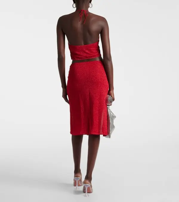 Oseree Lumière Midi Skirt - Red