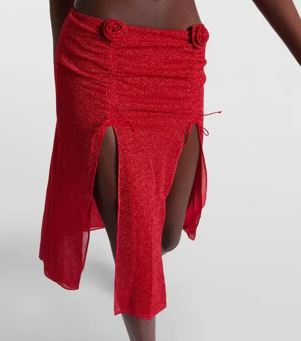 Oseree Lumière Midi Skirt - Red
