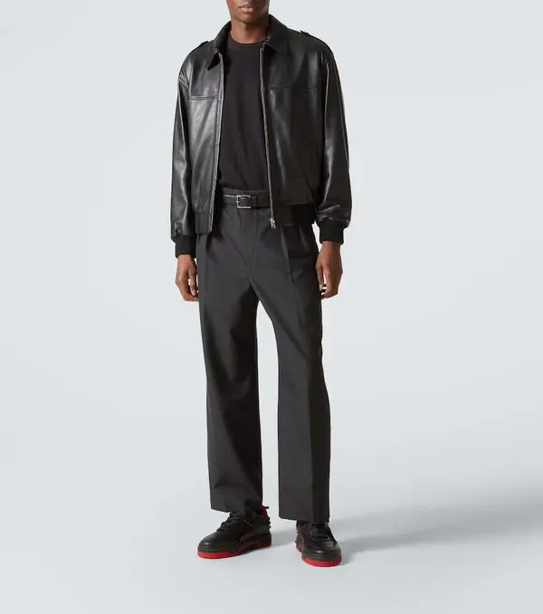 CHRISTIAN LOUBOUTIN Astroloubi Leather And Suede Sneakers - Black