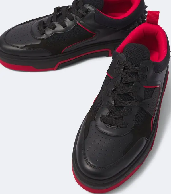 CHRISTIAN LOUBOUTIN Astroloubi Leather And Suede Sneakers - Black