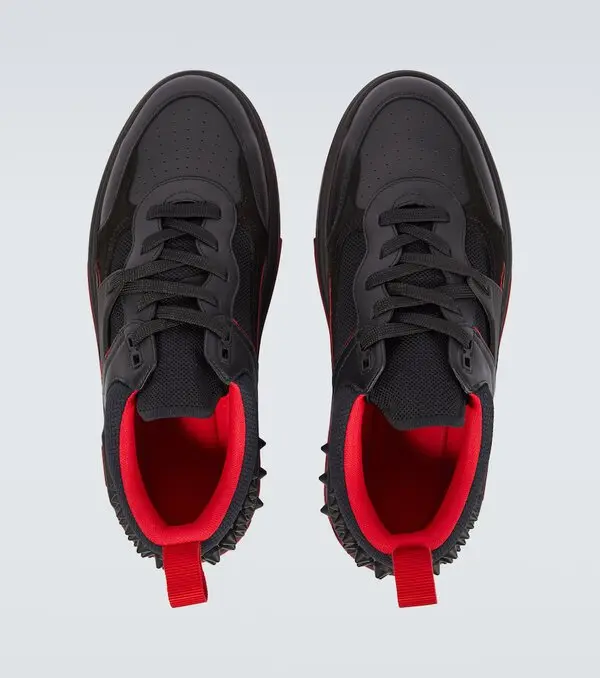 CHRISTIAN LOUBOUTIN Astroloubi Leather And Suede Sneakers - Black