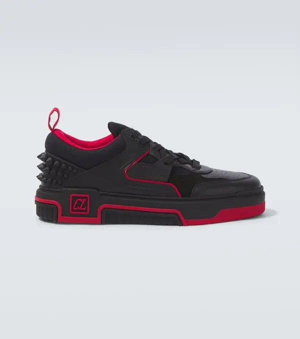 CHRISTIAN LOUBOUTIN Astroloubi Leather And Suede Sneakers - Black