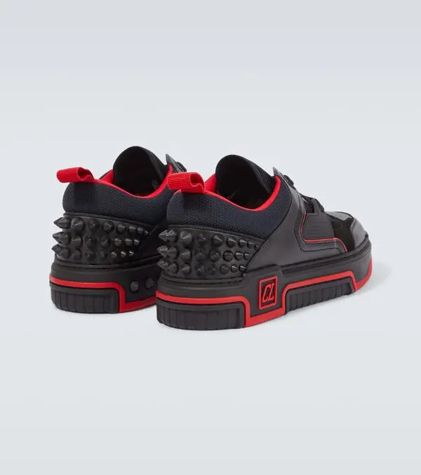 CHRISTIAN LOUBOUTIN Astroloubi Leather And Suede Sneakers - Black
