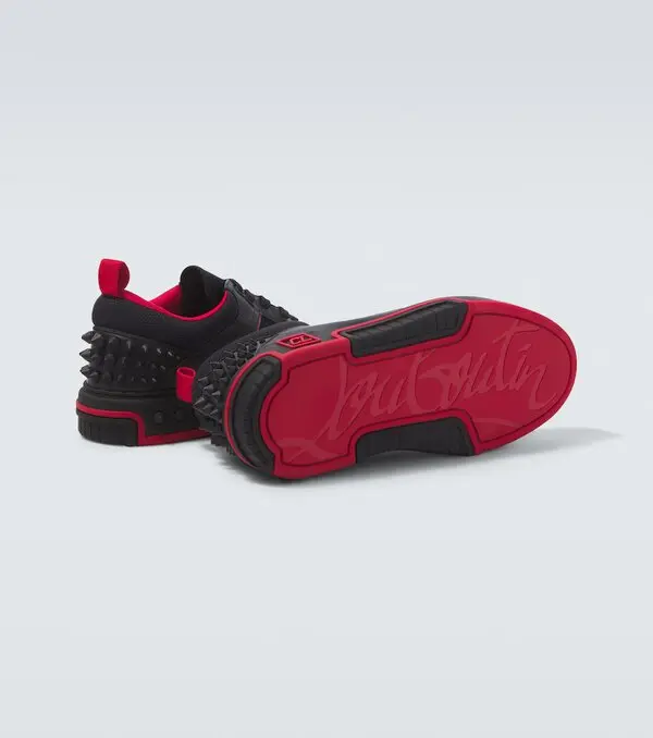 CHRISTIAN LOUBOUTIN Astroloubi Leather And Suede Sneakers - Black