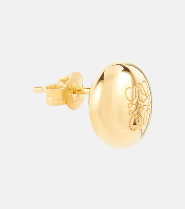 Loewe Anagram Pebble Sterling Silver Stud Earrings - Gold