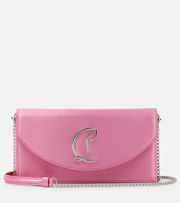 CHRISTIAN LOUBOUTIN Loubi54 Small Leather-trimmed Clutch - Silver