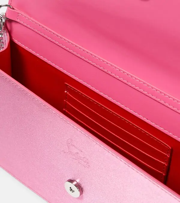 CHRISTIAN LOUBOUTIN Loubi54 Small Leather-trimmed Clutch - Silver