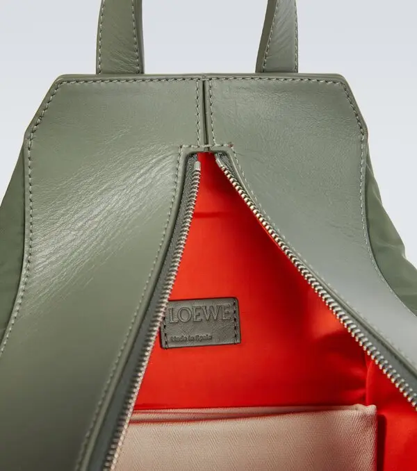 Loewe Convertible Leather-Trimmed Backpack In Green - 40  display picture 3