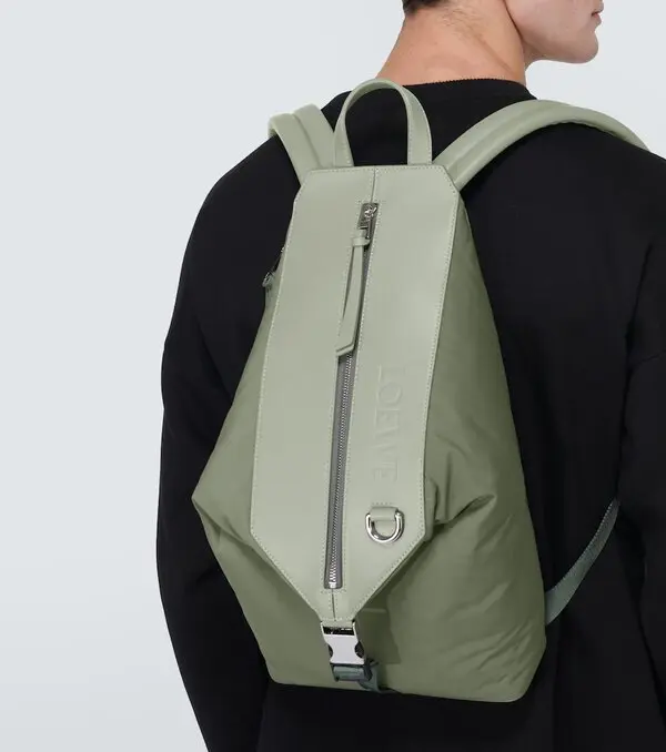 Loewe Convertible Backpack Small Nylon Calf Gray Loewe Puffer nylon and leather backpack - Kaki | B777W36X02  main image 3