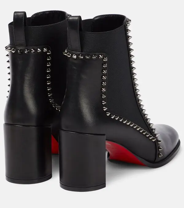 CHRISTIAN LOUBOUTIN Out Line Spikes Leather Ankle Boots
