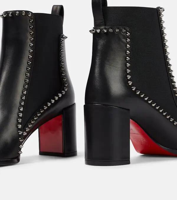 CHRISTIAN LOUBOUTIN Out Line Spikes Leather Ankle Boots