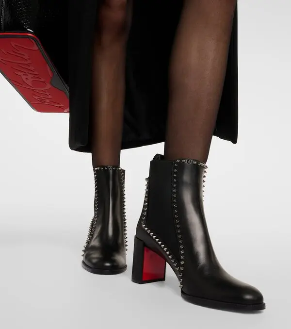 CHRISTIAN LOUBOUTIN Out Line Spikes Leather Ankle Boots