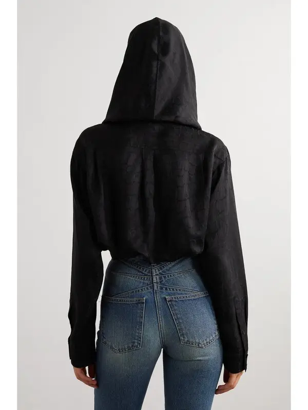 Alaïa Archetypes Hooded Satin-jacquard Bodysuit
