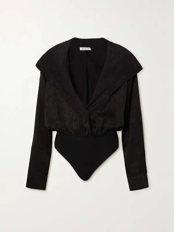 Alaïa Archetypes Hooded Satin-jacquard Bodysuit