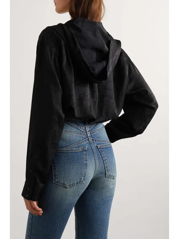 Alaïa Archetypes Hooded Satin-jacquard Bodysuit