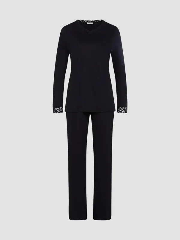 Hanro Mots Cotton 2-piece Pajama Set - Black