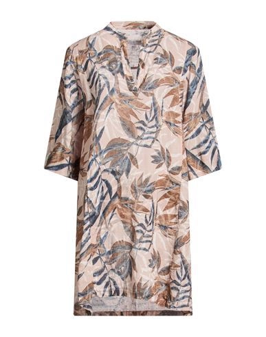 European Culture Mini Dress Size Linen - Light Brown