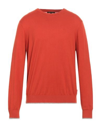 Armani Exchange Pullover, Long Sleeve, Crew Neck, Cotton, Cashmere, Polyamide, Elastane Blend - Rust