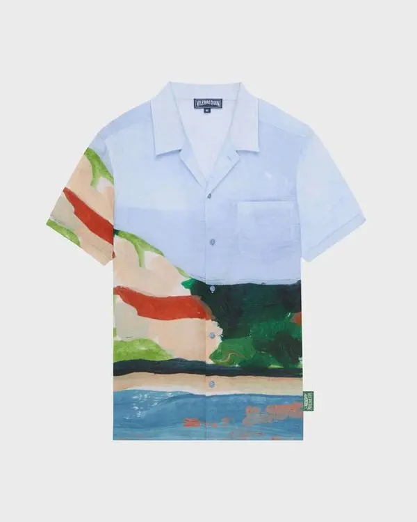 Vilebrequin Linen Bowling Shirt 360 Landscape X Highsnobiety Shirt Charli - Blue