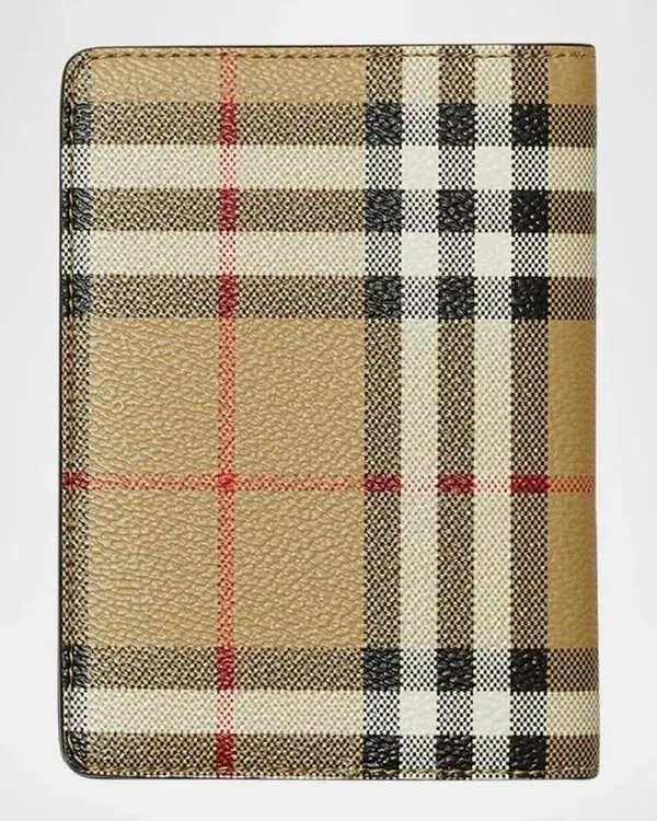 Burberry Check Bifold Passport Holder - Beige