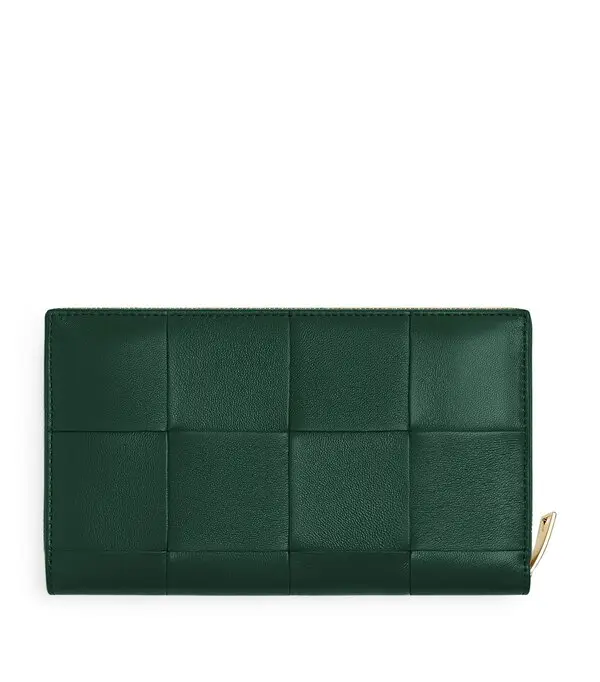 Bottega Veneta Leather Cassette Zip-around Wallet - Green