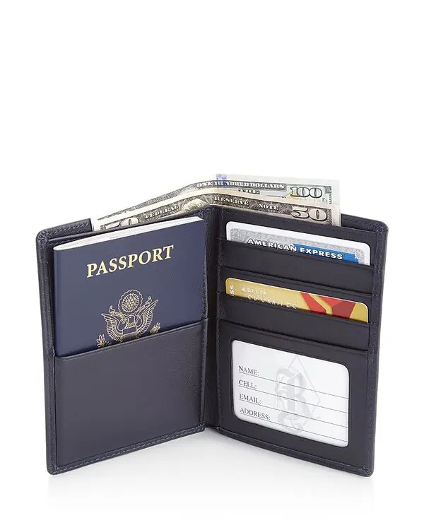 ROYCE NEW YORK Leather Rfid-blocking Passport Case & Wallet - Black