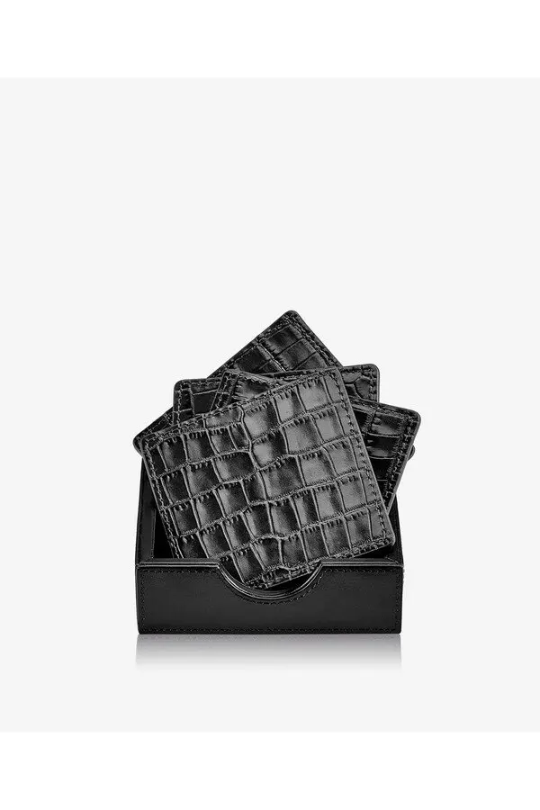 Gigi New York 4 Square Coasters - Black