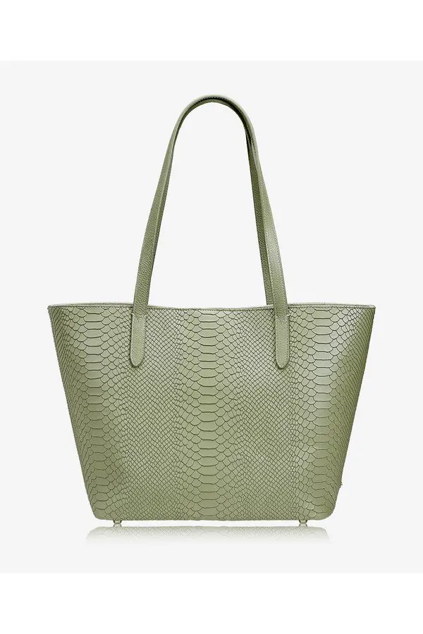 Gigi New York Teddie Embossed Python Leather Tote - Natural