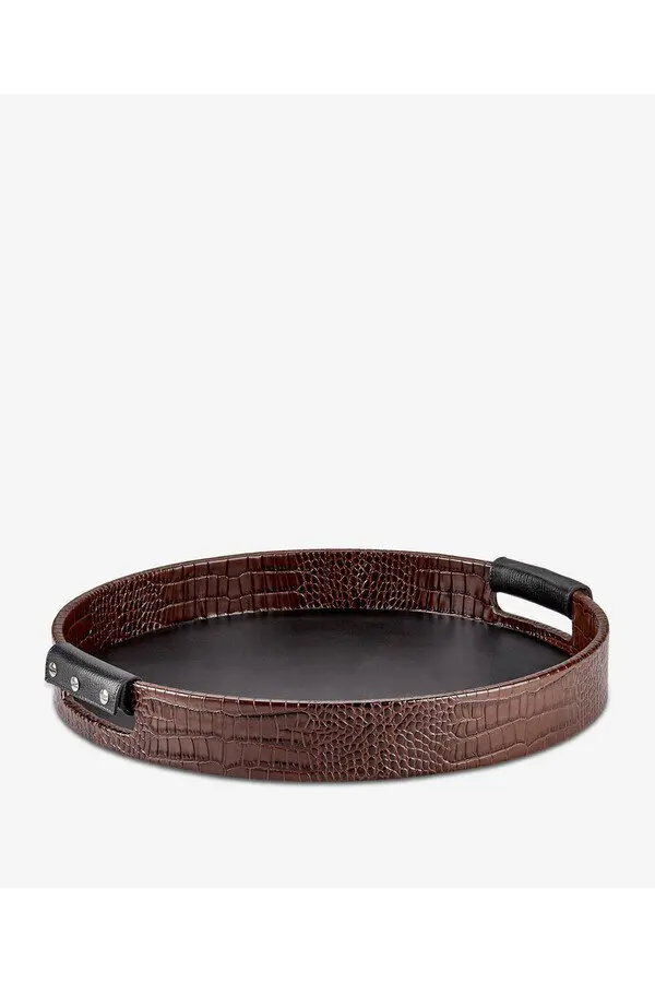 Gigi New York Round Leather Tray - Natural