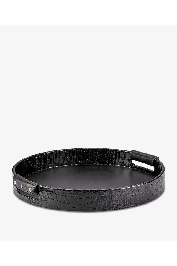 Gigi New York Round Leather Tray - Natural