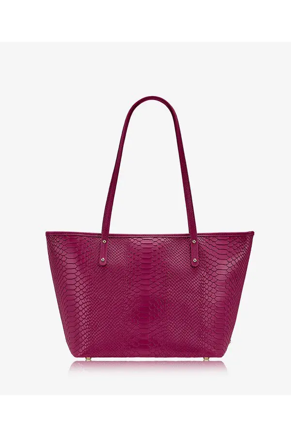 Gigi New York Zip Taylor Embossed Python Tote