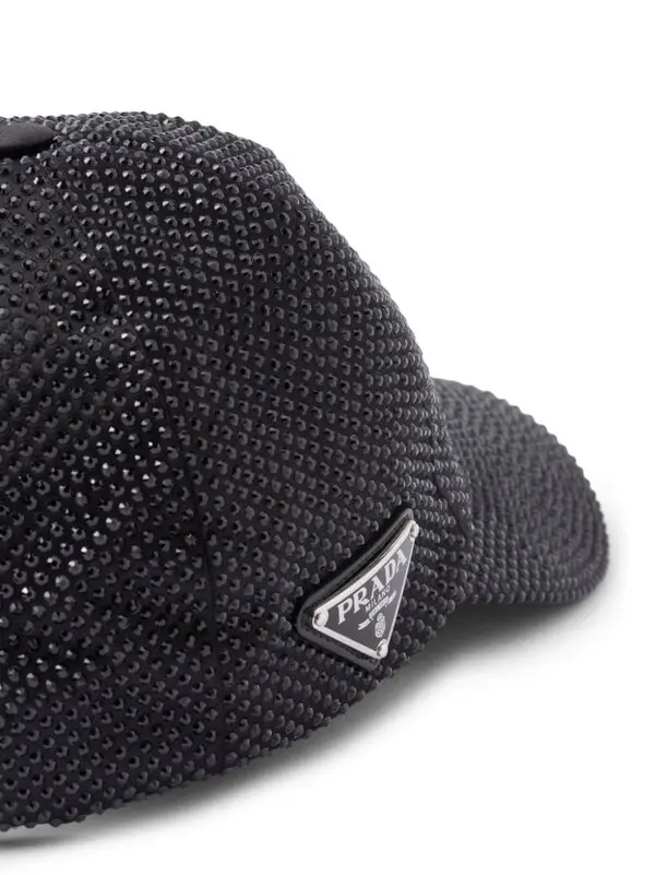 Prada Duchesse Crystal-embellished Baseball Cap - Black