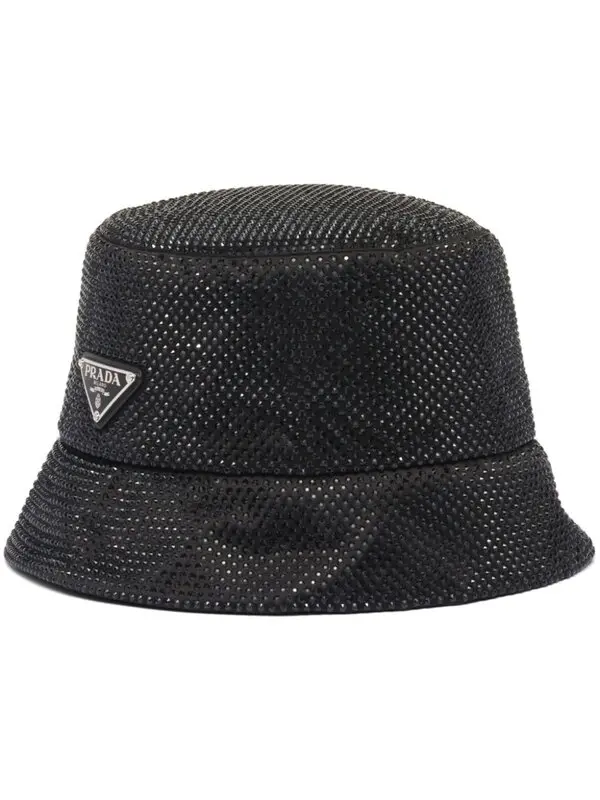 Prada Crystal-embellished Bucket Hat - Black