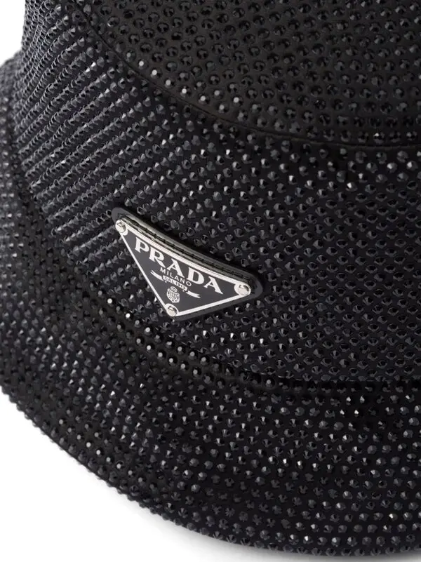 Prada Crystal-embellished Bucket Hat - Black